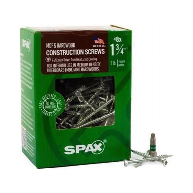 8 x 1.75 in. MDF No. T-20 Plus Trim Head Construction Screws, Silver- 1 ...