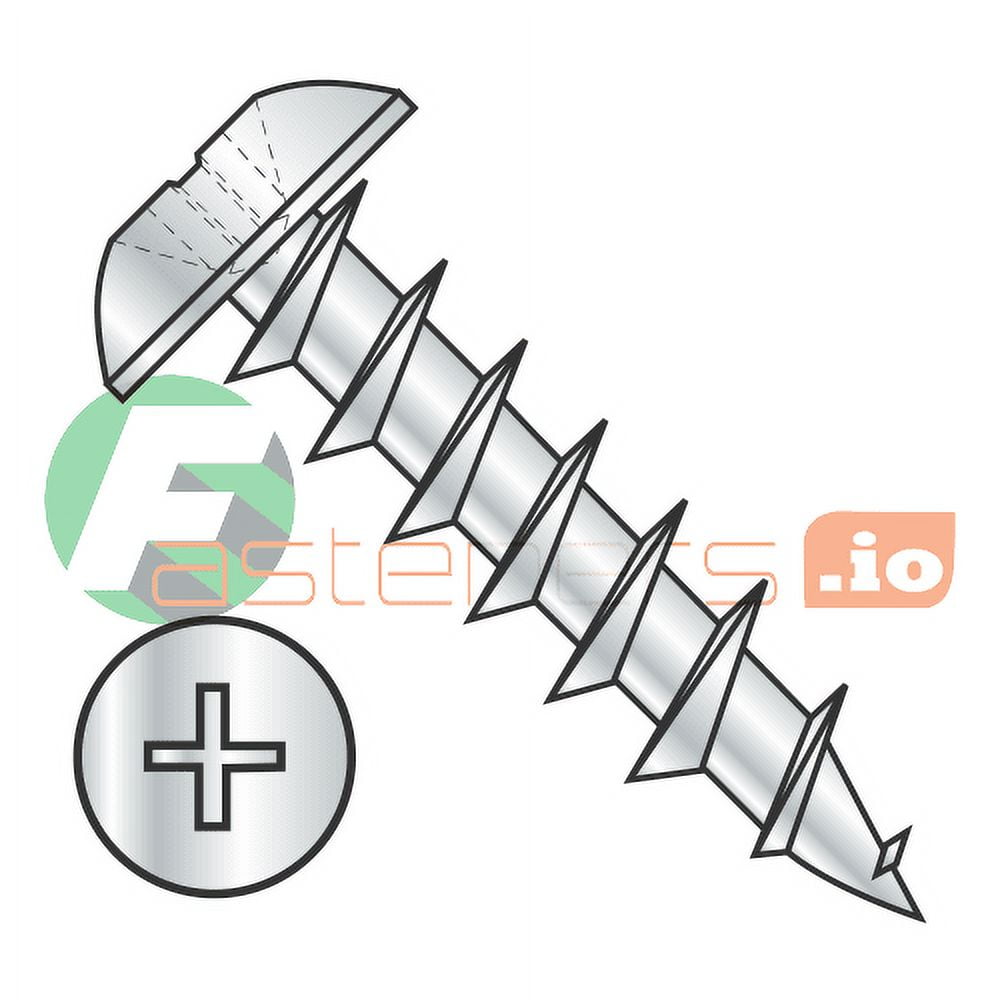 #8 x 1" Deep Thread Wood Screws / Phillips / Truss Head / Steel / Zinc ...