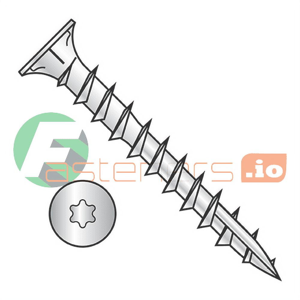#8 x 1" Deep Thread Wood Screws / Six-Lobe (Torx) / Flat Head / Type 17 ...