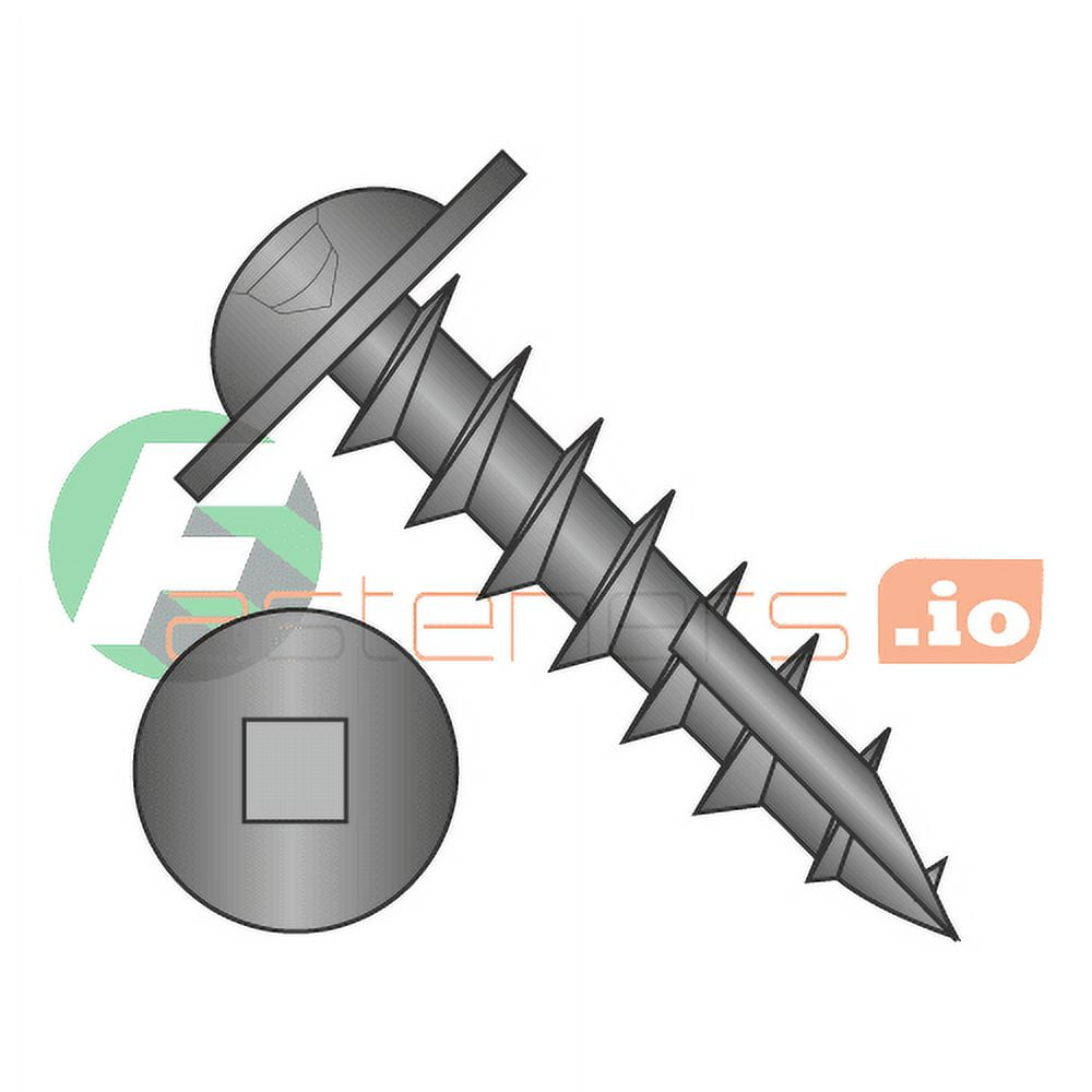 #8 x 1" Deep Thread Wood Screws / Square / Round Washer Head / Steel ...