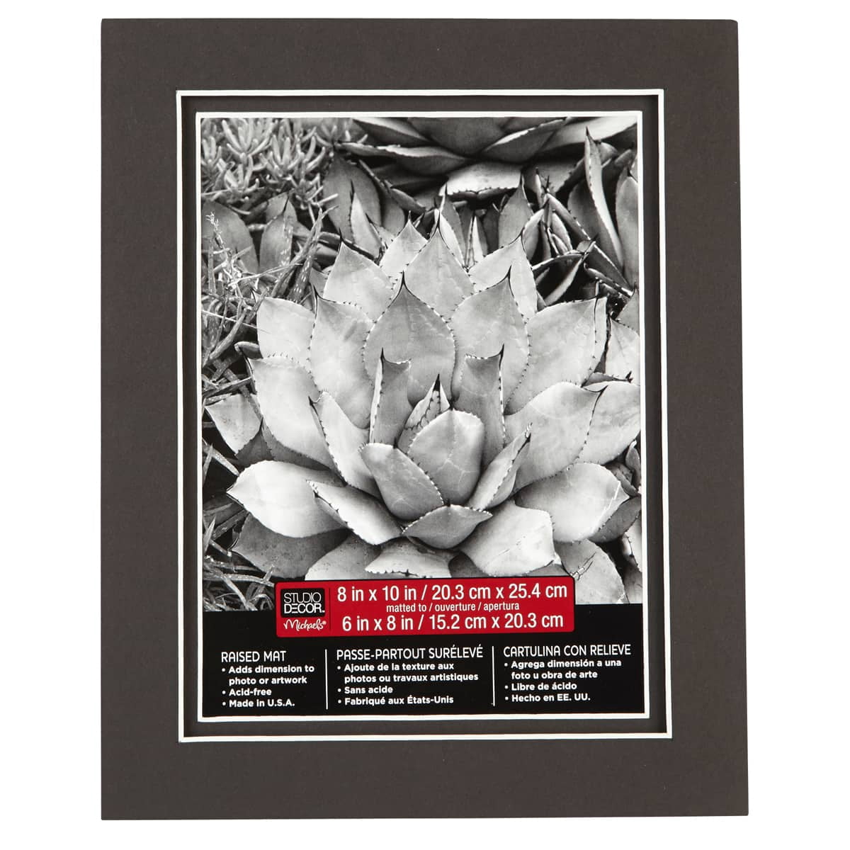 Studio Decor 8" x 10" Black Raised Double Mat with 6" x 8" Opening ...