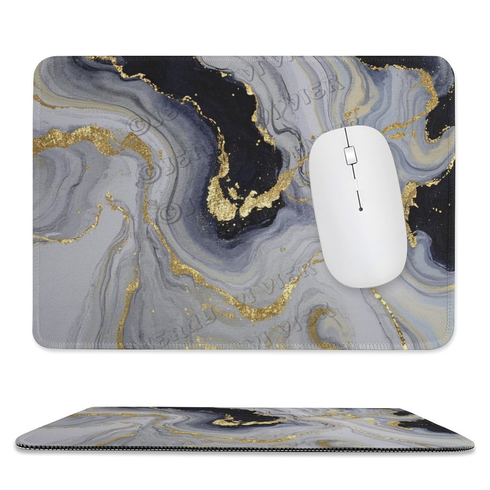 8" x 10" Black and Golden Marble Mouse Pad, Non-Slip Base, Premium ...