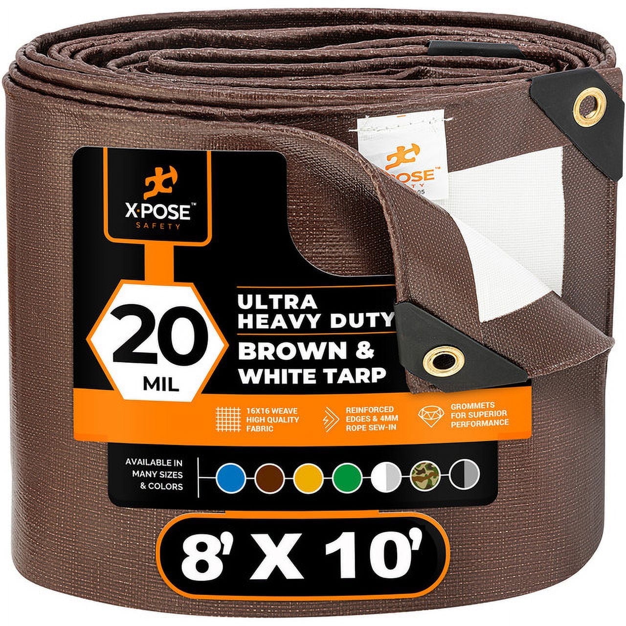 8' x 10' Brown/White Ultra Heavy Duty Tarp - 20 Mil Tarps Heavy Duty ...