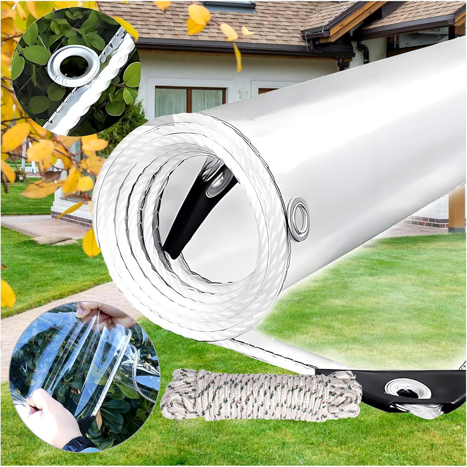 8' x 10' Clear Tarps Heavy Duty PVC Vinyl 14 Mil Thick Tarpaulin Glass ...