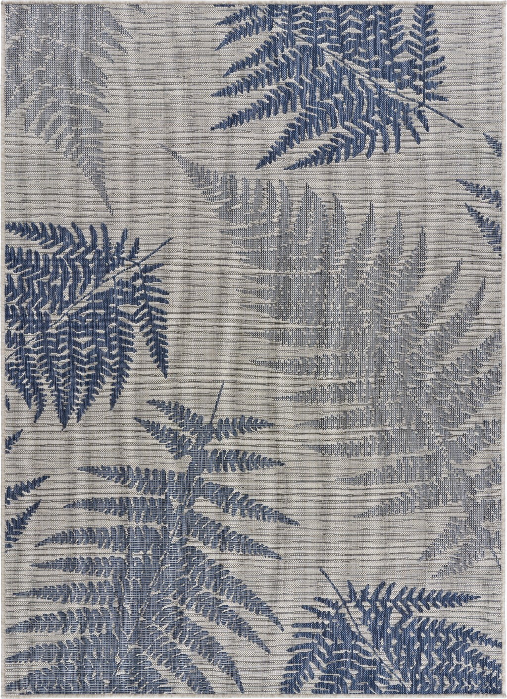 8â€™ x 10â€™ Navy Fern Leaf Indoor Outdoor Area Rug - Walmart.com