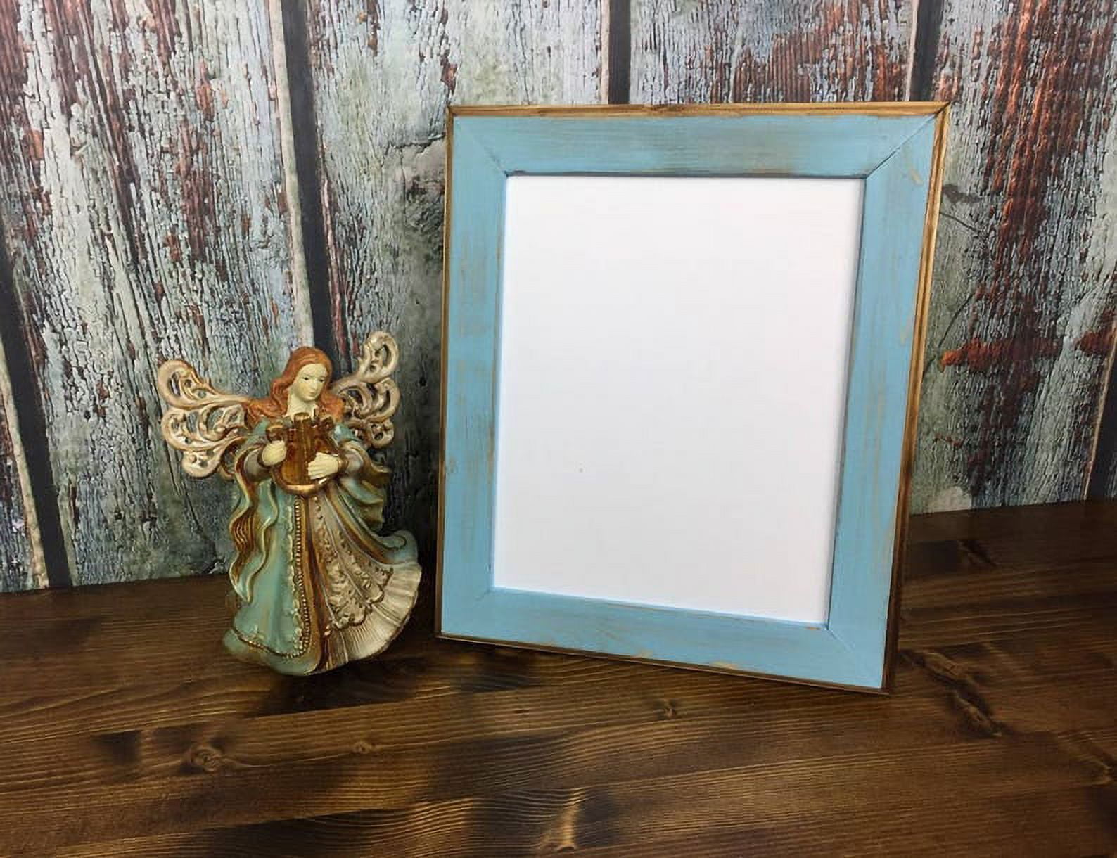 8 x 10 Picture Frame, Baby Blue Rustic Weathered Style With Routed ...