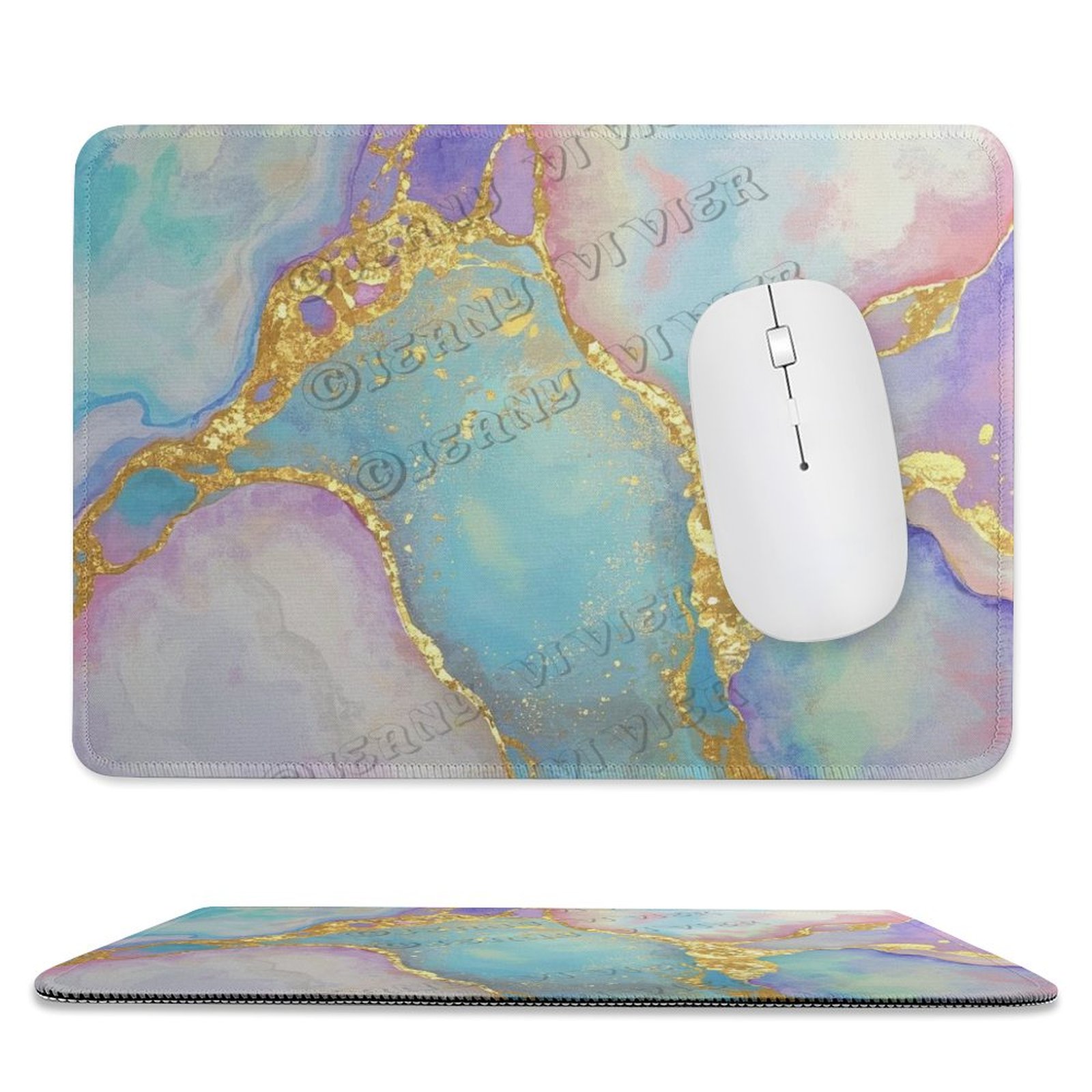 8" x 10" Purple Blue and Golden Marble Mouse Pad, Non-Slip Base ...