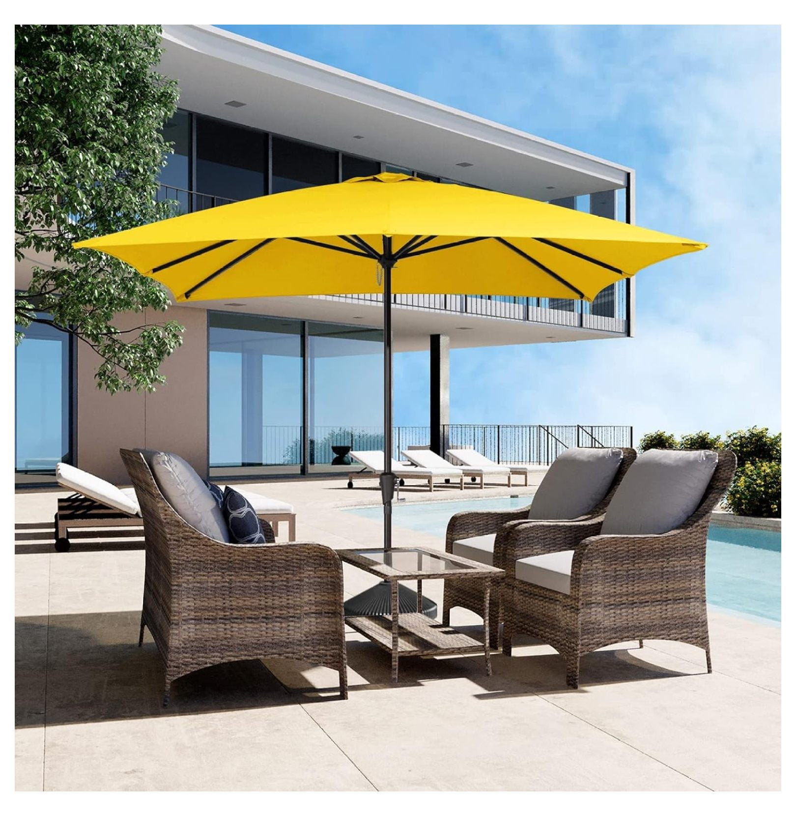 8' x 10' Rectangular Patio Umbrellas Outdoor Large Market Umbrella With ...