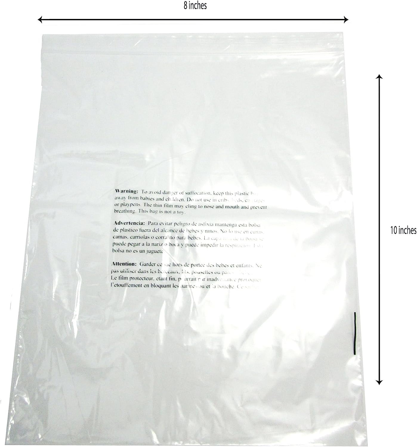 8 x 10 Self Sealing Clear Bags Suffocation Warning Bags - 1.5mil - 100 ...