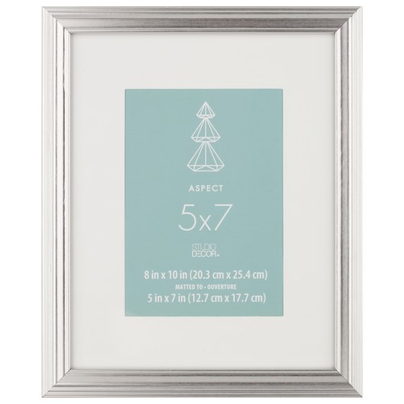 8" x 10" Silver Aspect Narrow Frame with Mat by Studio Decor - Includes ...