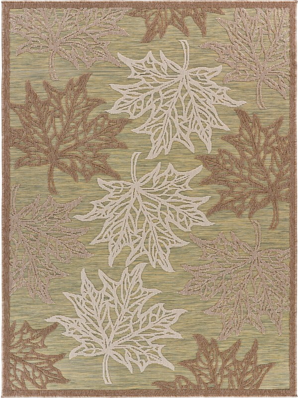 8â€™ x 10â€™ Tan Maple Leaf Indoor Outdoor Area Rug - Walmart.com