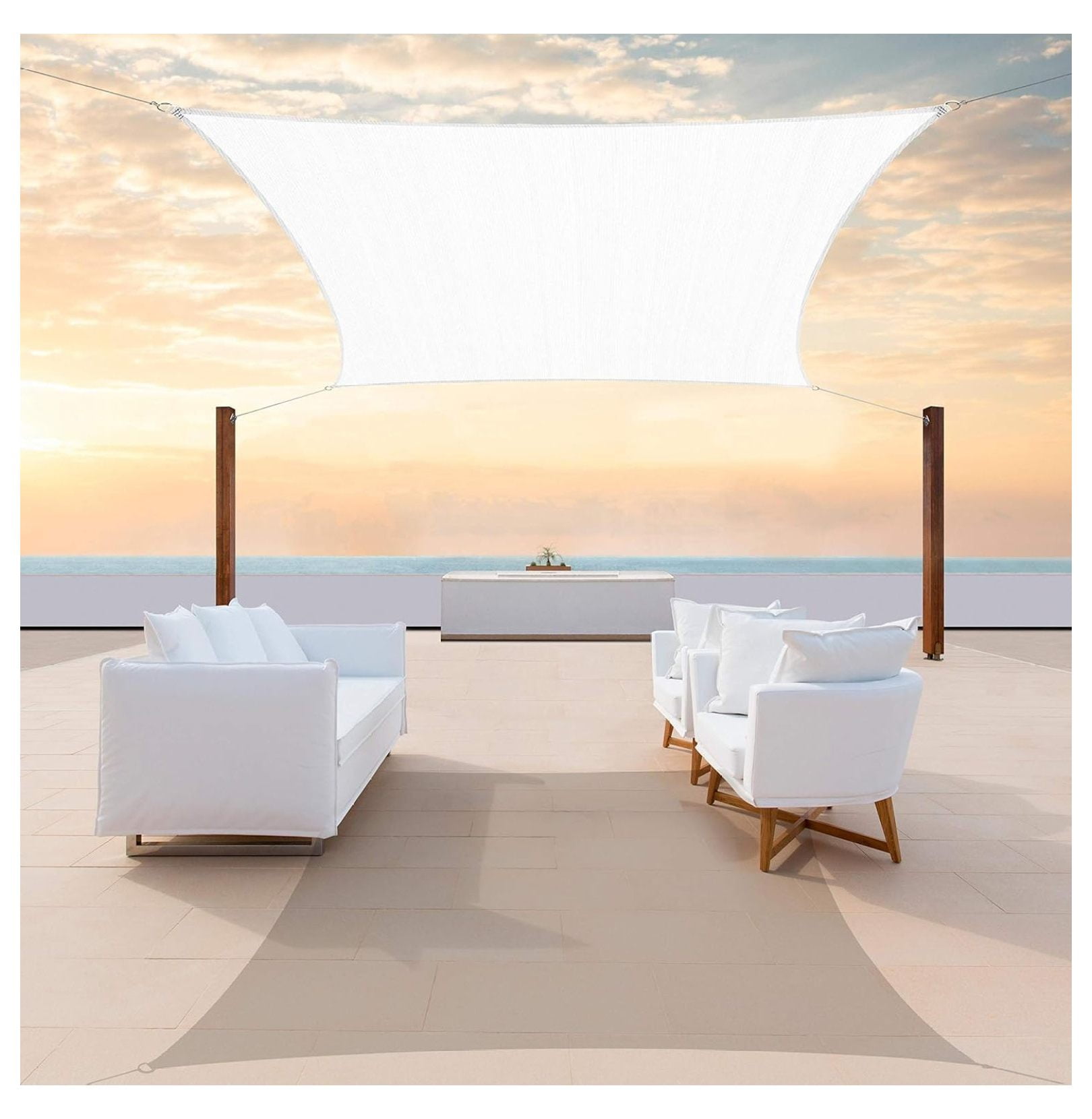 8' x 10' White Rectangle Sun Shade Sail CTAPS10 Canopy Fabric Cloth ...
