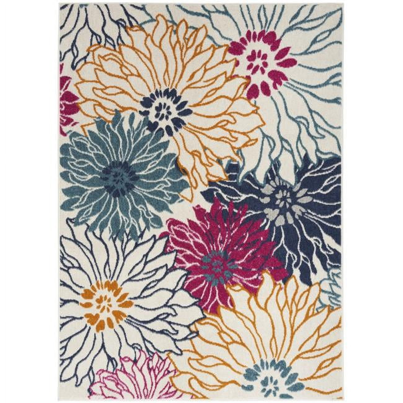 8 x 10 ft. Cream Floral Power Loom Rectangle Area Rug - Cream - 8 x 10 ...