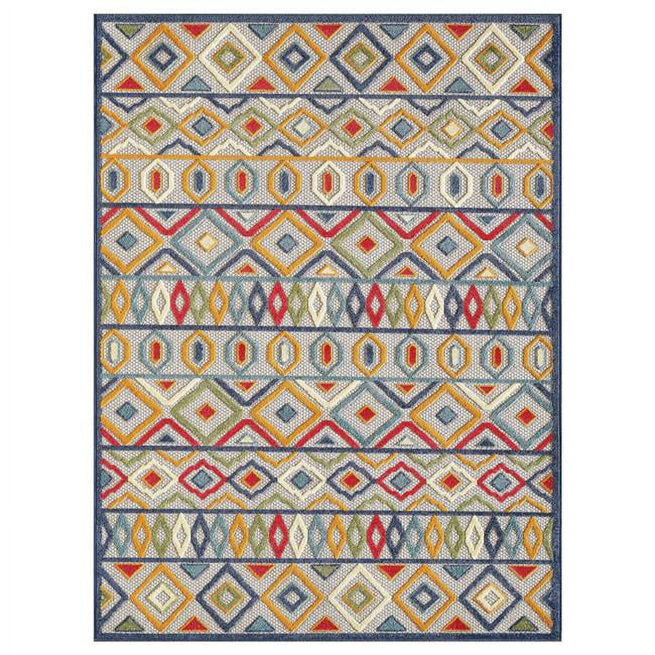 8 x 10 ft. Multi Color Aztec Pattern Indoor or Outdoor Area Rug - Ivory ...