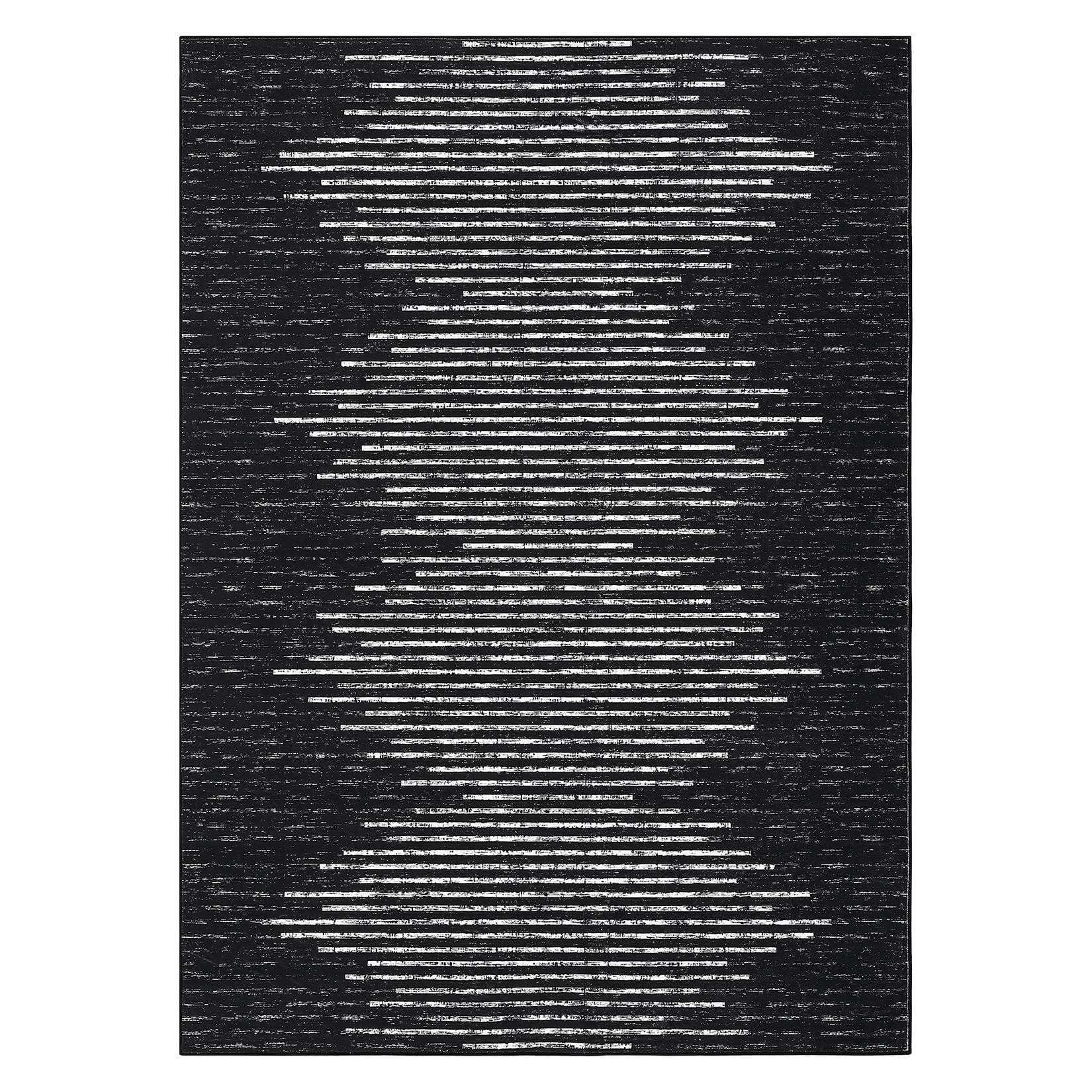 8 x 10 ft Polyester Black White Rectangular Bedroom Living Room Dining ...