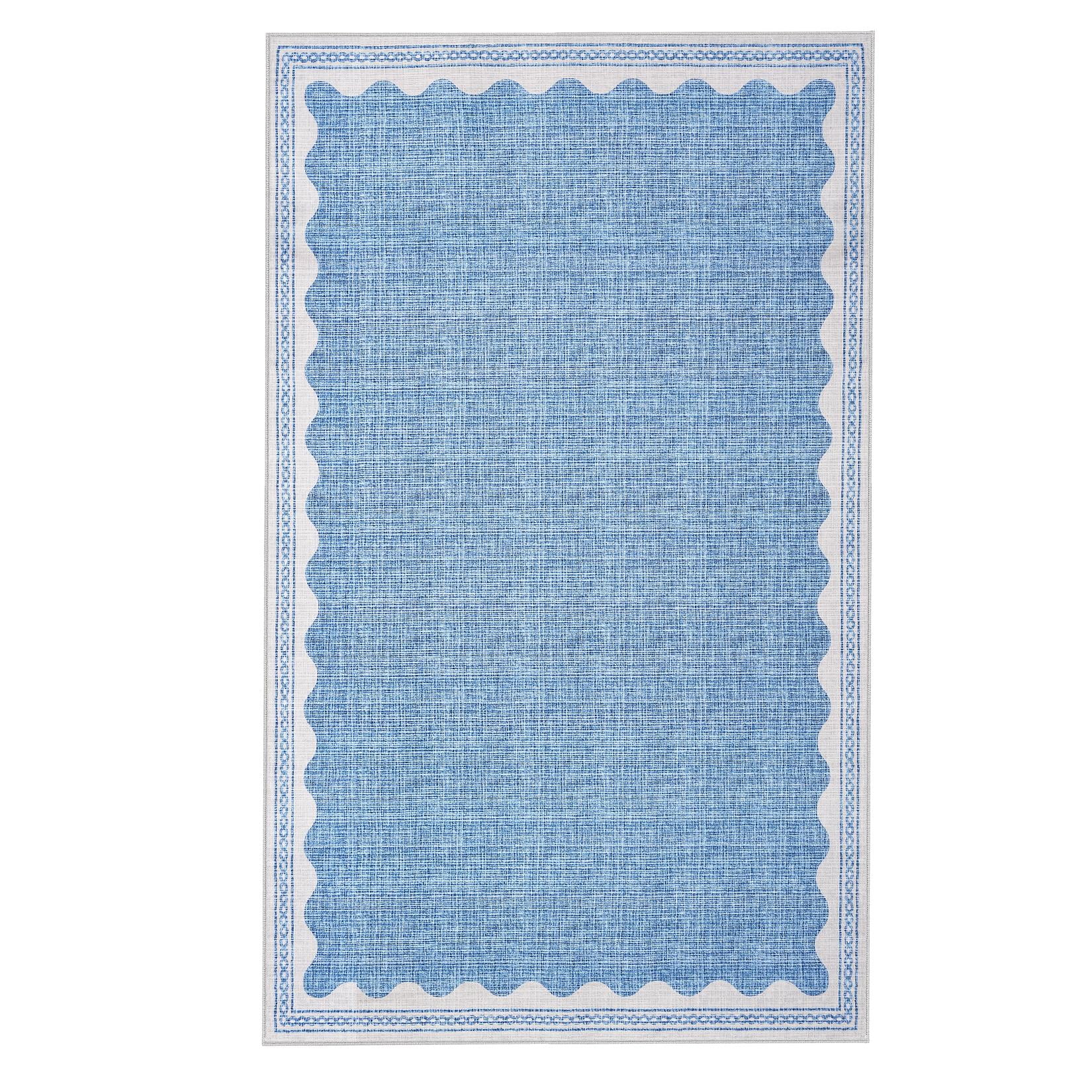 8 x 10 ft Polyester Blue Rectangular Indoor Bedroom Living Room ...