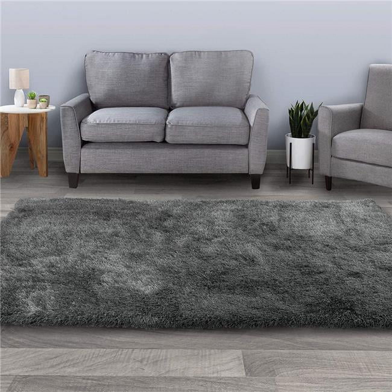 8 x 10 ft. Shag Area Plush Throw Carpet, Grey - Walmart.com