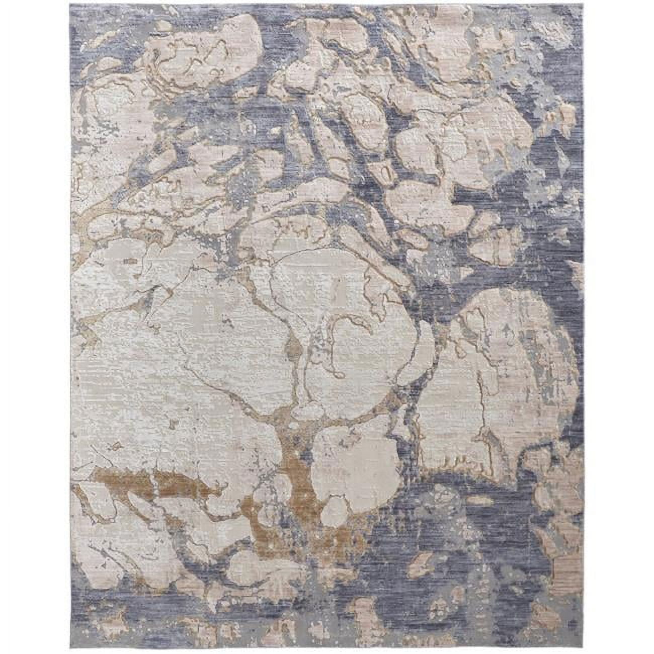 8 x 10 ft. Tan & Blue Abstract Power Loom Distressed Rectangle Area Rug ...