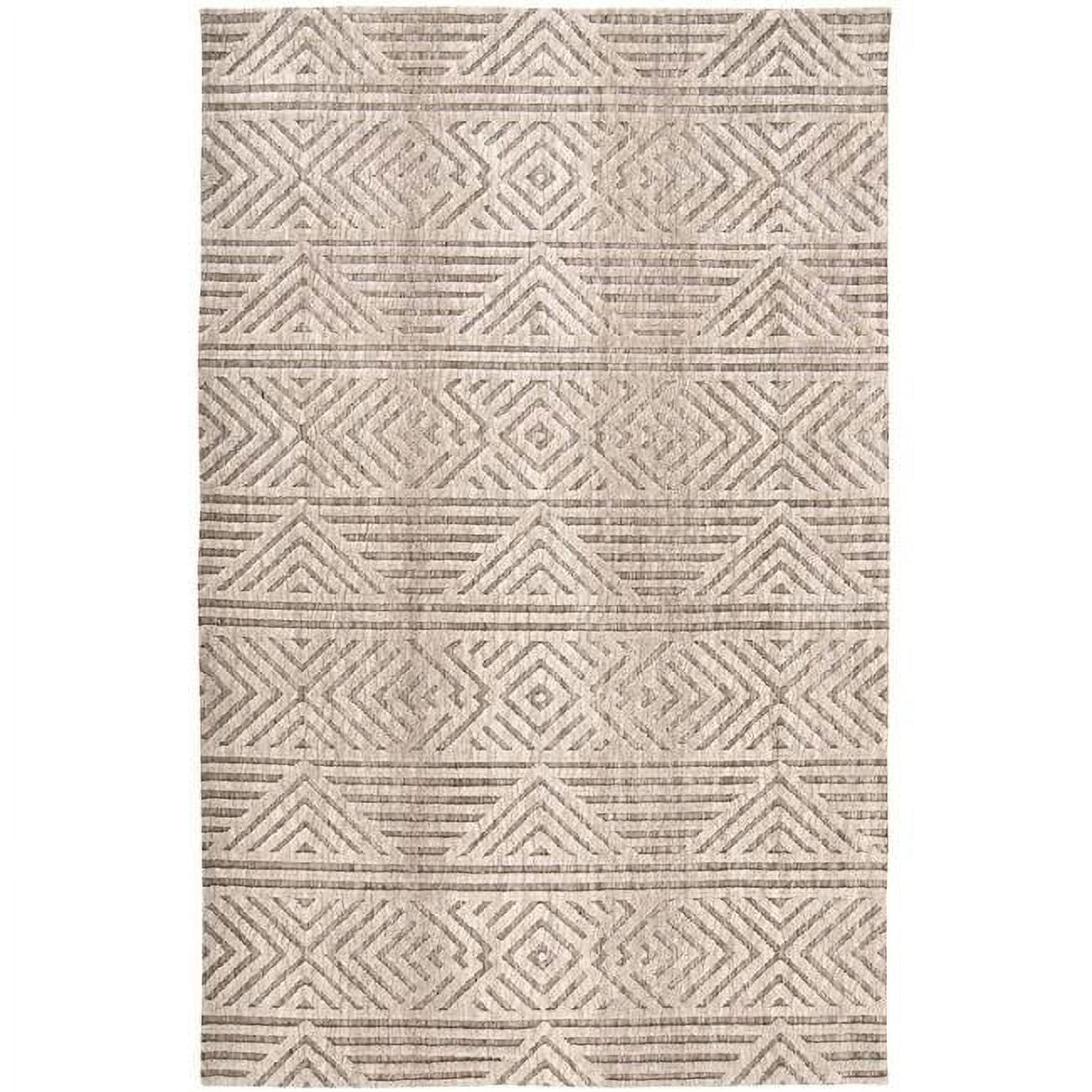 8 x 10 ft. Tan Ivory & Brown Geometric Stain Resistant Rectangle Area ...