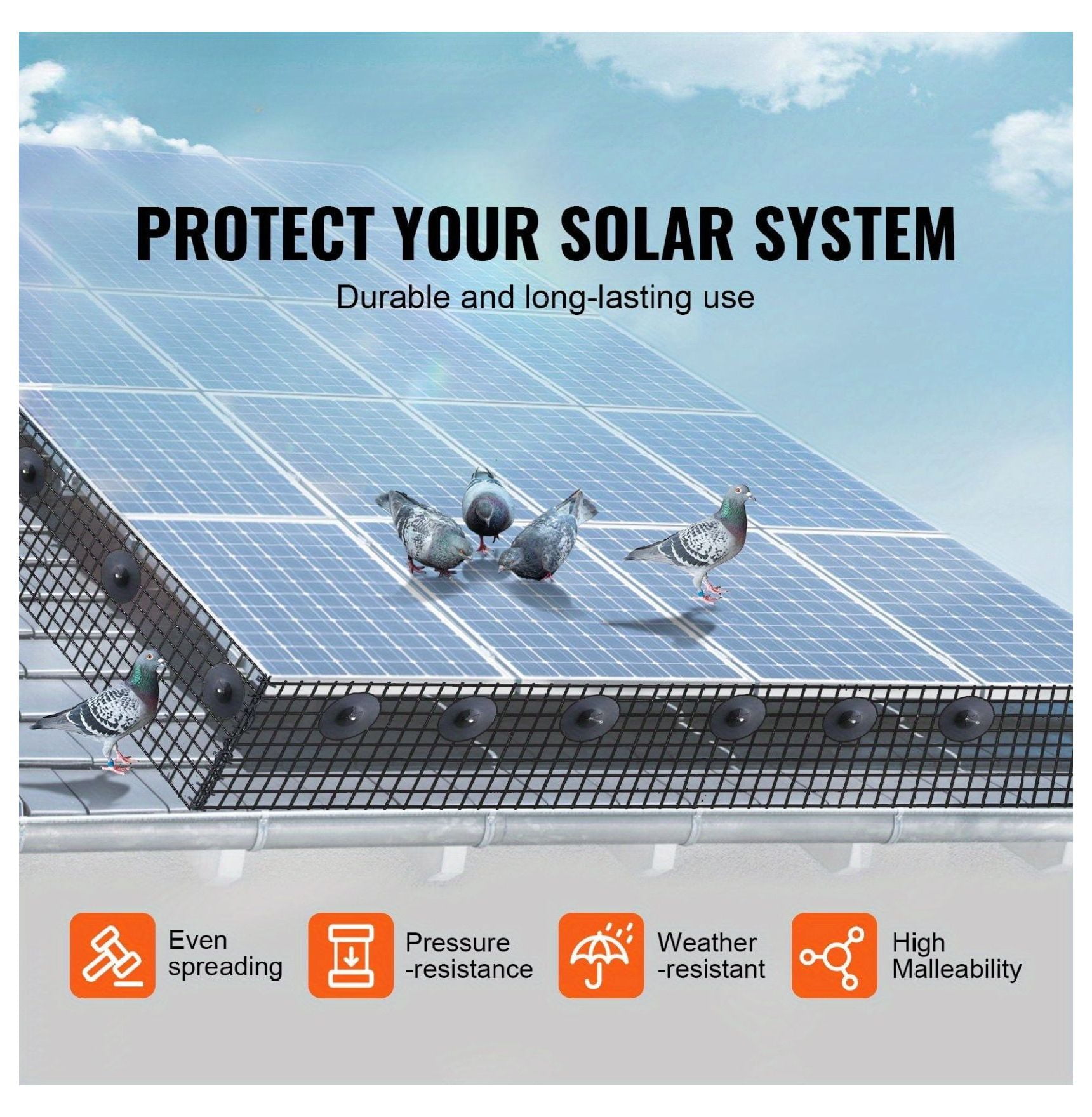 8 "x 100 ft solar panel guard, PVC coated wire mesh roll kit, 100 piece ...