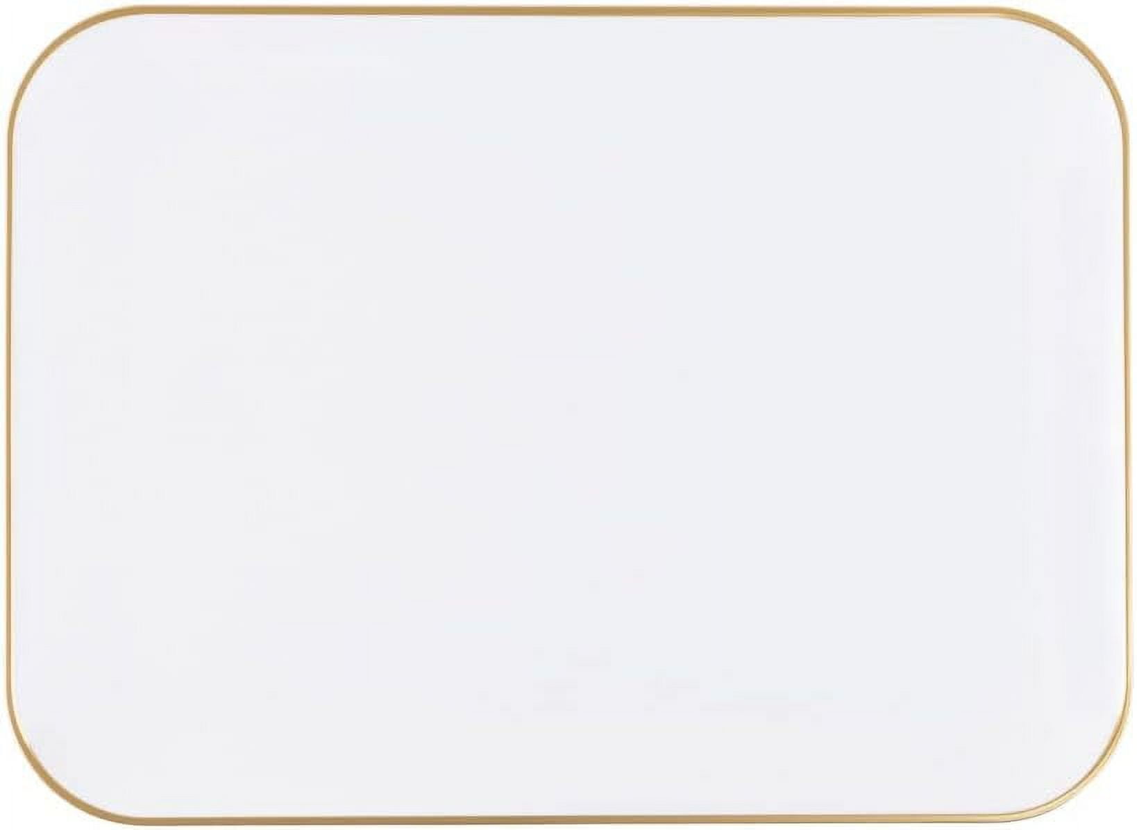 8" x 11" inch Disposable Rectangular White Plastic with Gold Rim ...