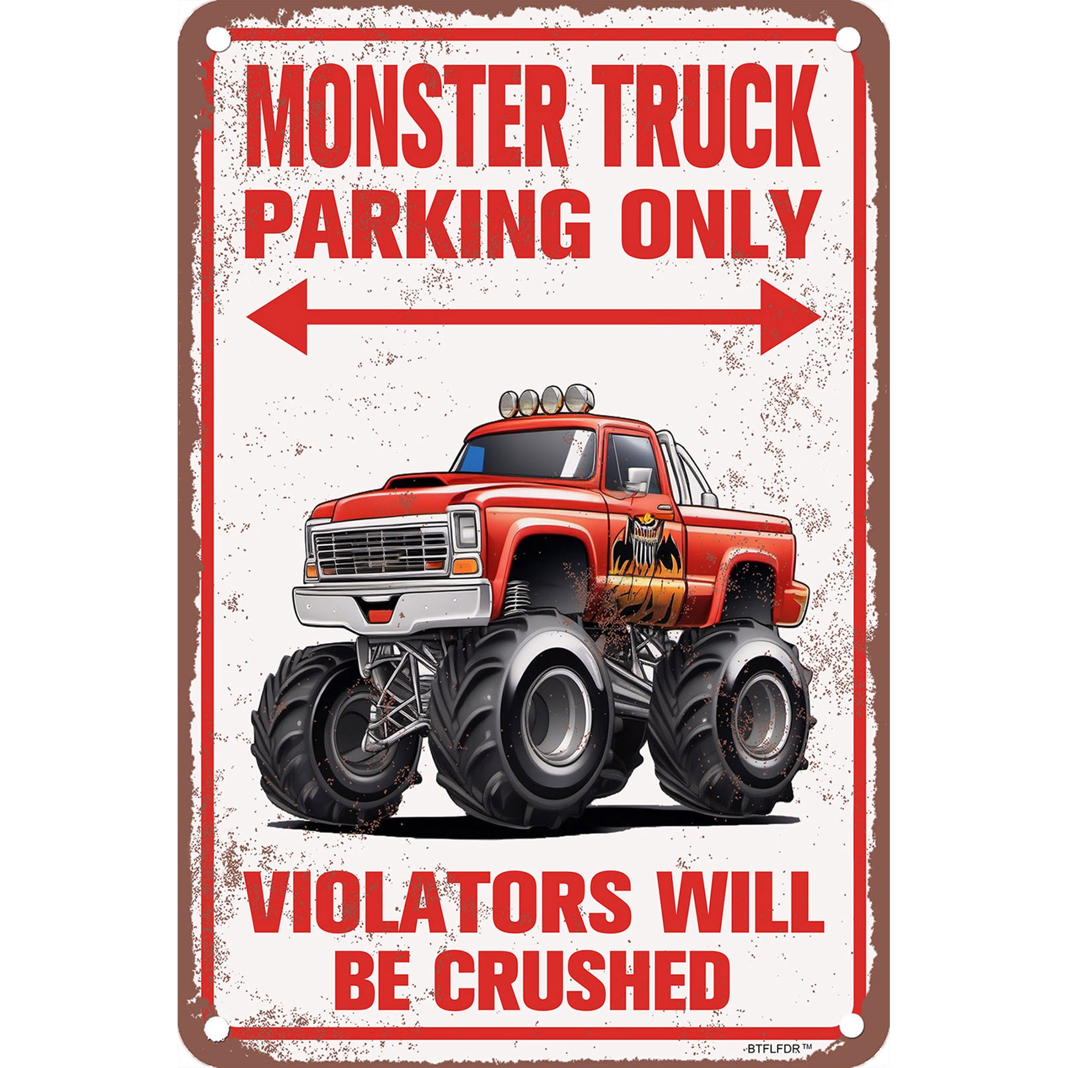 8" x 12" Aluminium Retro Sign Monster Truck Parking Sign Room Decor ...
