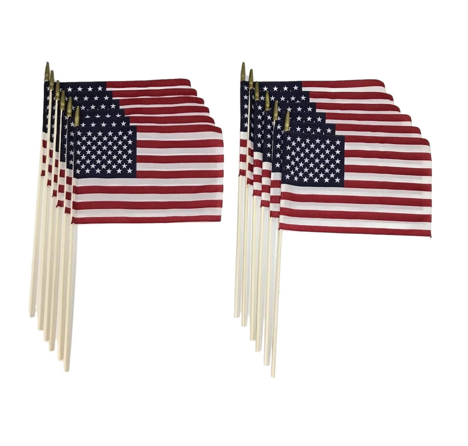 8" x 12" American Stick Flags, 24" x 5/16" wooden dowel, MADE IN USA ...