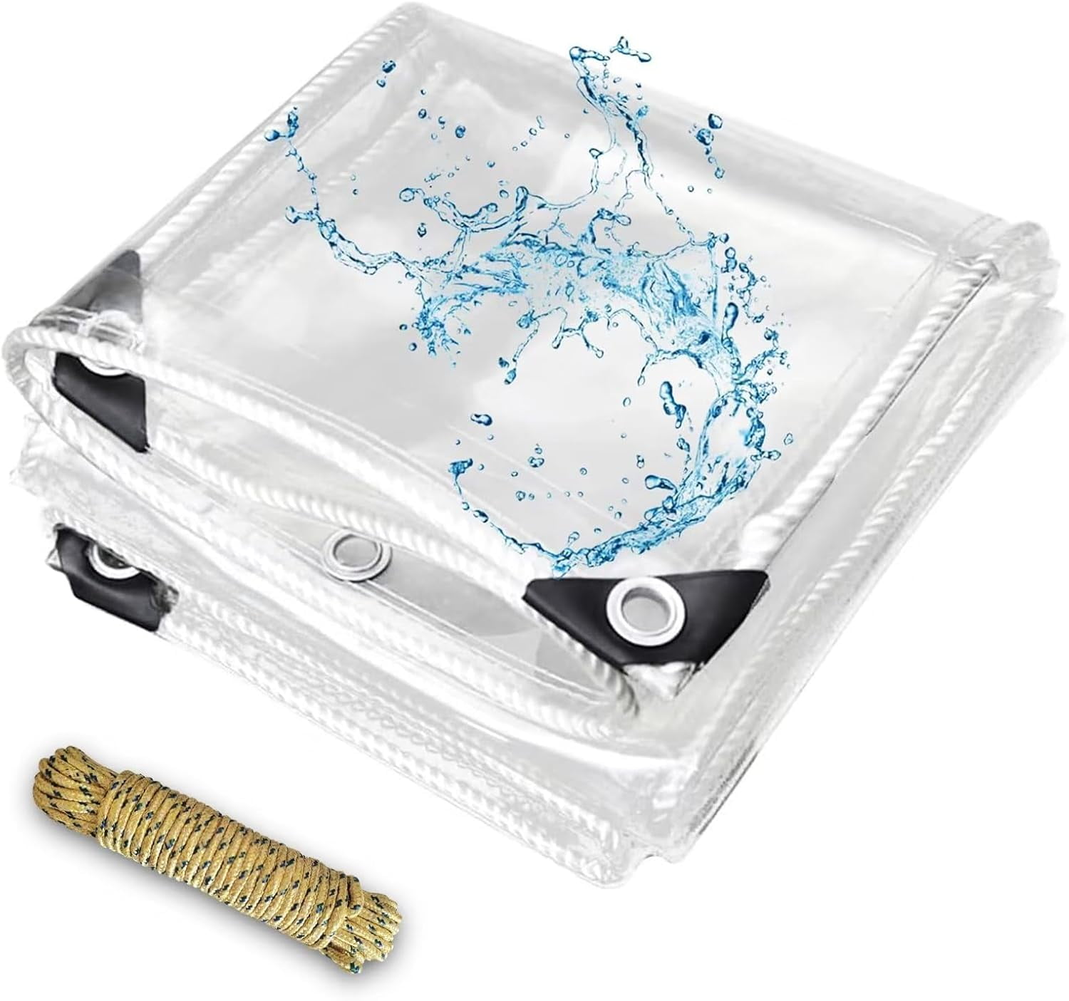 8' x 12' Clear Vinyl Tarp, PVC 14 Mil Tarpaulin, Clear Tarps with ...