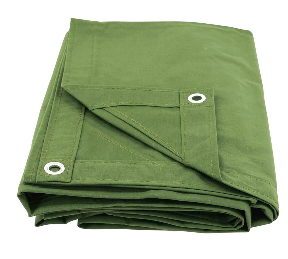 8' x 12' Green 12oz Canvas Tarp with Grommets - Water Resistant - Heavy ...