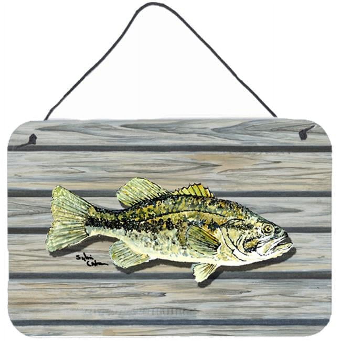 8 x 12 In. Fish Bass Small Mouth Aluminium Metal Wall or Door Hanging ...