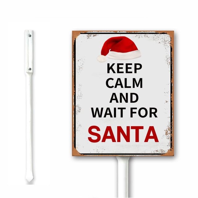8 x 12 Inches Keep Calm And Wait For Santa Funny Christmas Yard Sign ...