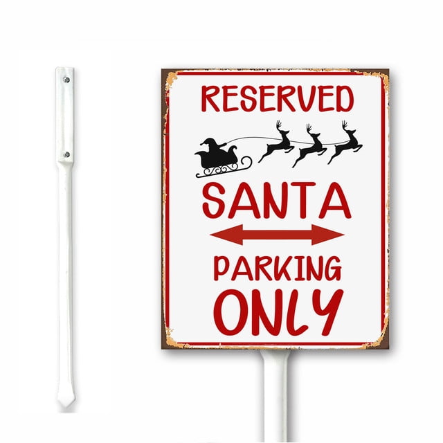 8 x 12 Inches Reserved Santa Parking Only Funny Christmas Outdoor Sign ...