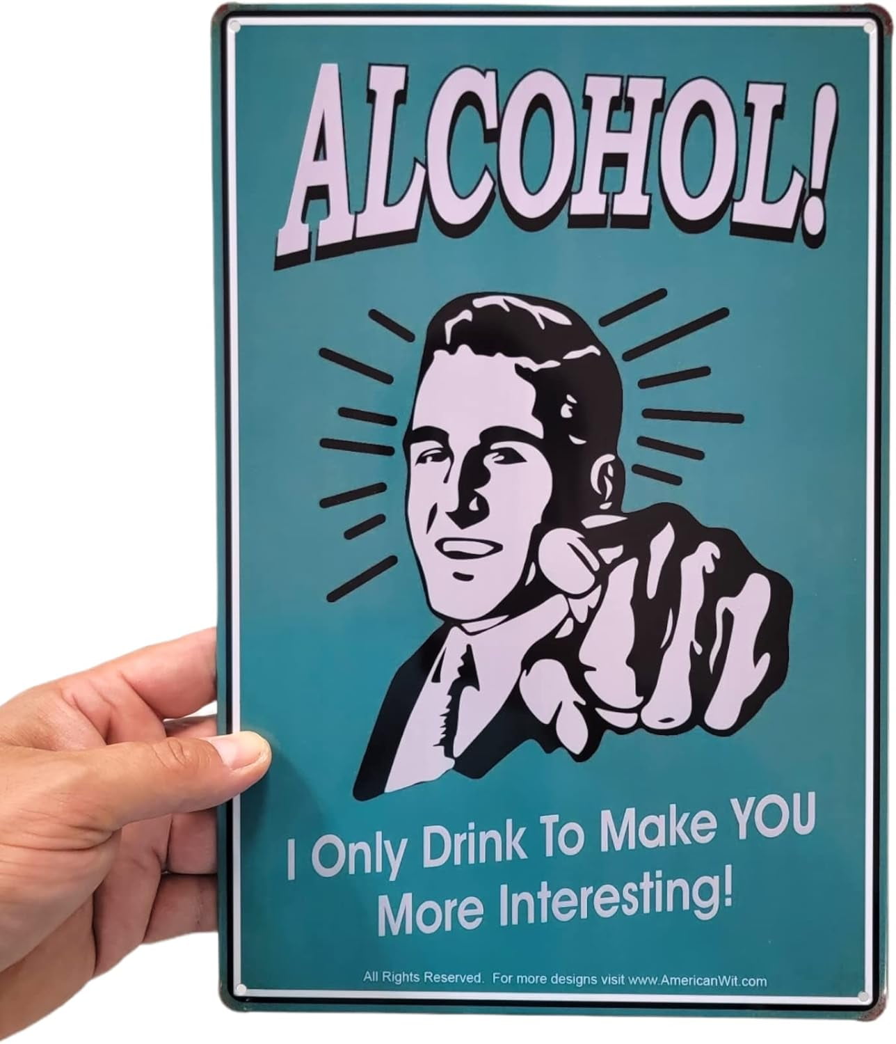 8" x 12" Metal Tin Funny Bar Sign Wall Decor Plaque Poster ("ALCOHOL, I ...