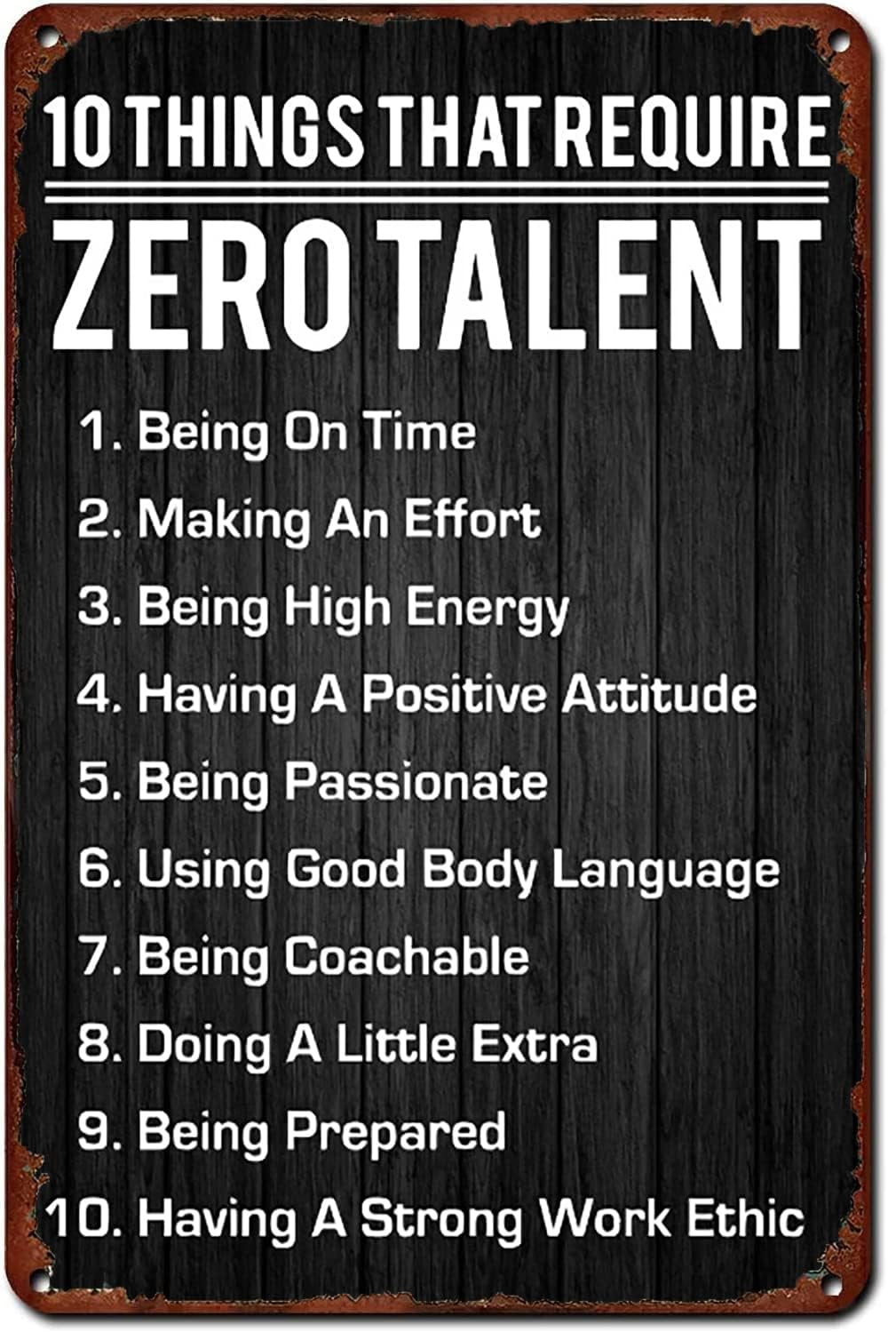 8 x 12 in Metal Tin Sign -10 Things That Require Zero Talent Wall Art ...