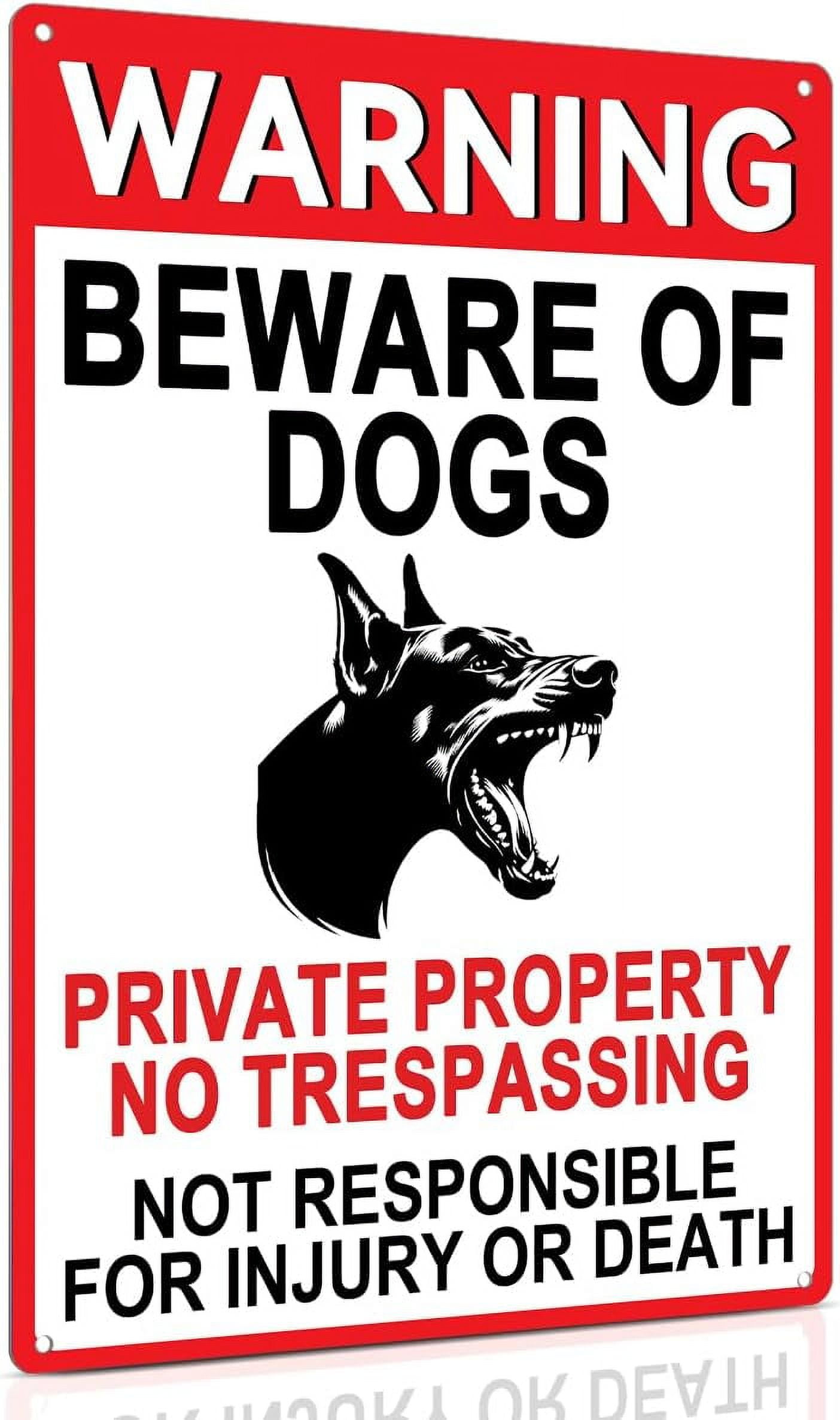 8 x 12 in Metal Tin Sign - Beware of Dog Sign, Warning Metal Sign for ...