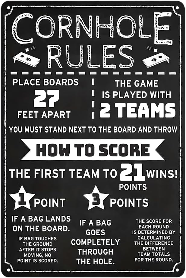 8 x 12 in Metal Tin Sign - Cornhole Scoreboard With Drink Holder Corn ...