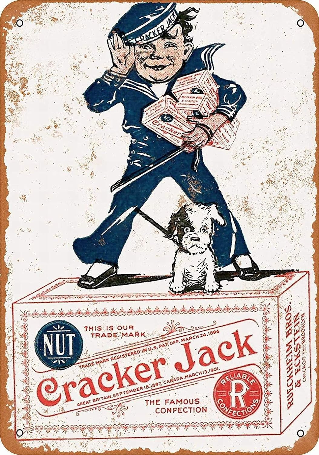 8 x 12 Metal Tin Sign - Cracker Jack Candy - Vintage Wall Decor Art 2 ...