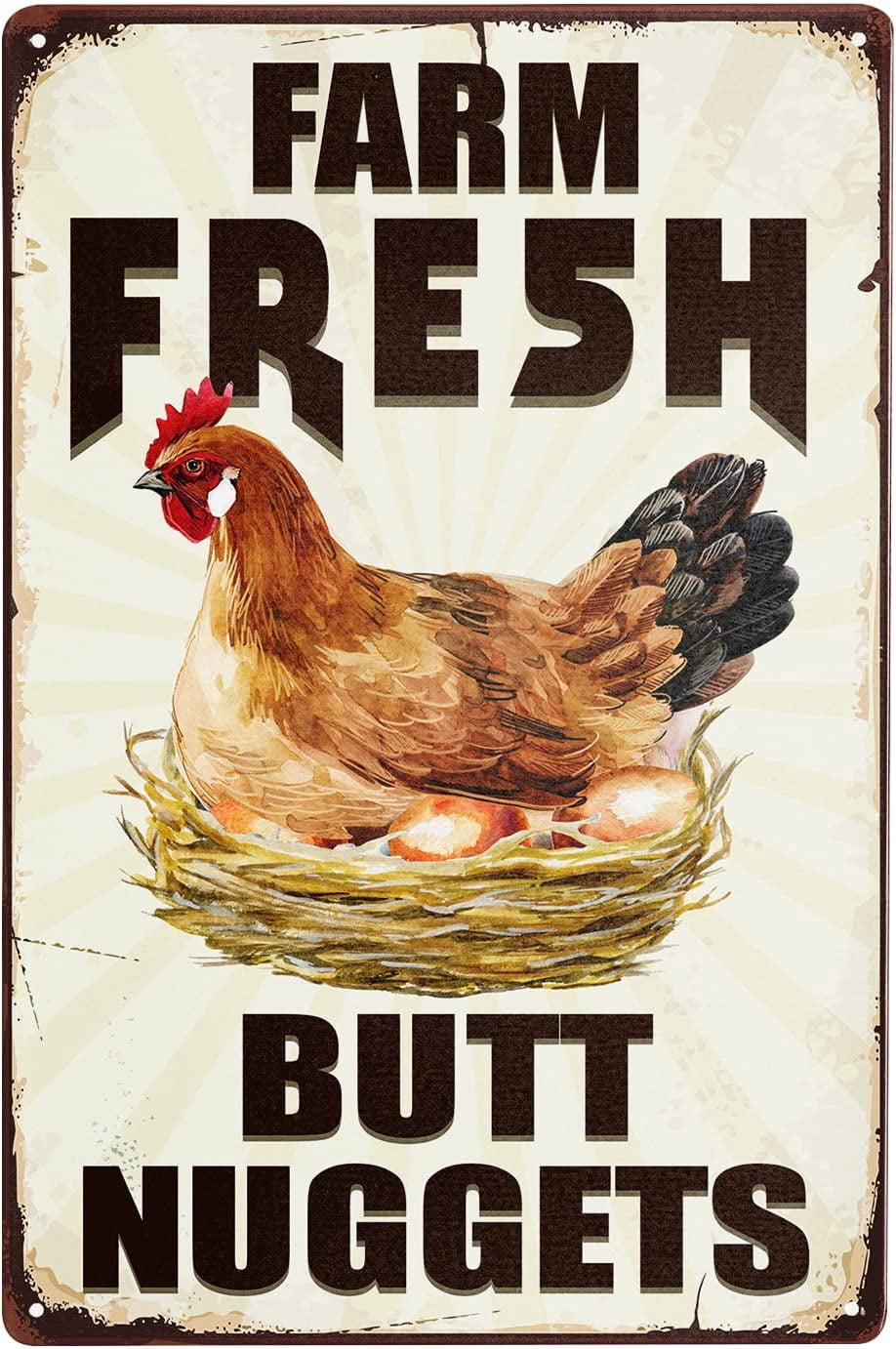 8 x 12 in Metal Tin Sign - Farm Fresh Butt Nuggets Metal Chicken Coop ...