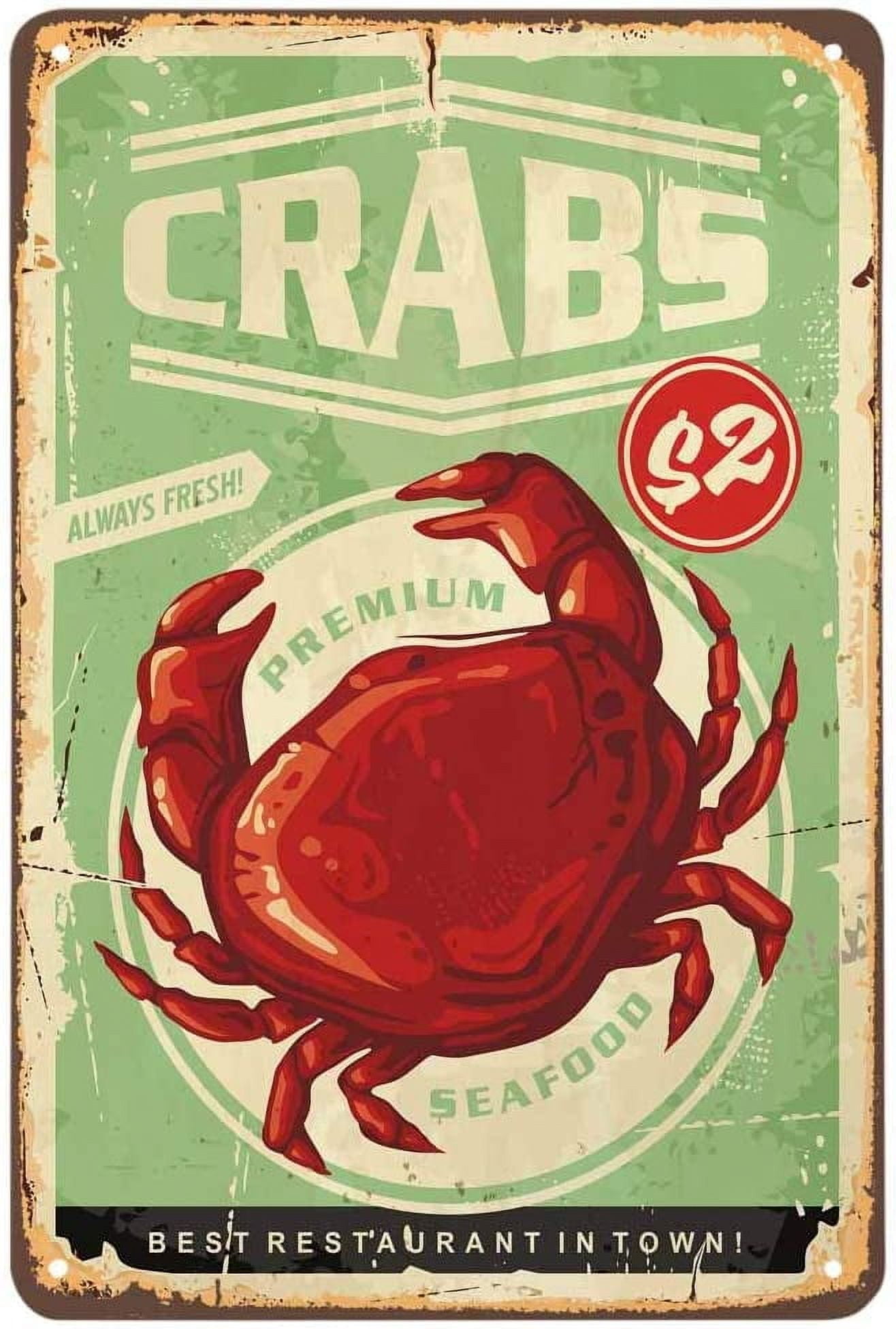 8 x 12 in Metal Tin Sign - Seafood Crabs Tin Sign,Delicious Fresh Crabs ...