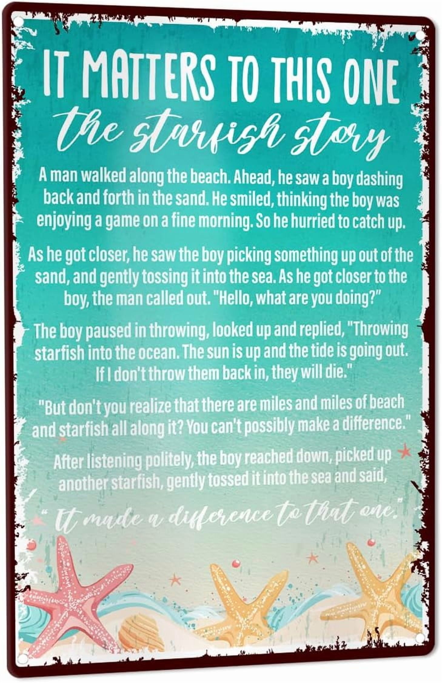 8 x 12 in Metal Tin Sign - Starfish Story Sign Wall Decor ...
