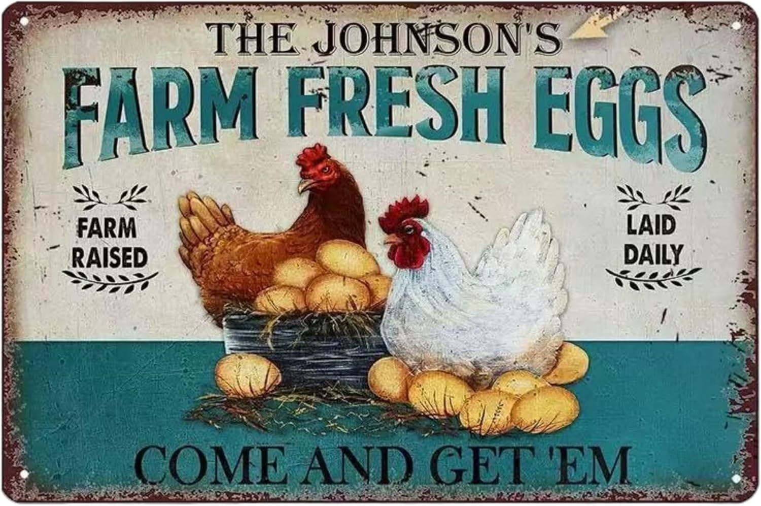 8 x 12 in Metal Tin Sign - Vintage Farm Fresh Eggs Metal Sign, Chicken ...