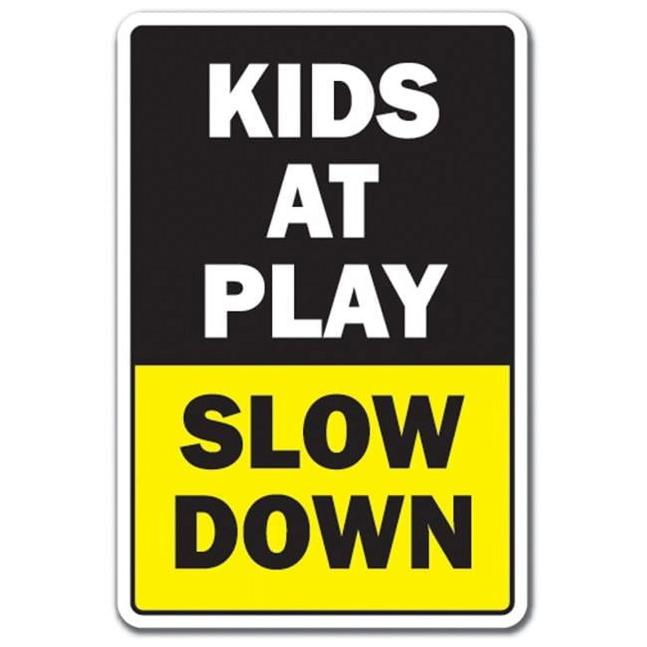 8 x 12 in. Kids At Play Slow Down Decal - Jerk Driving Traffic Children ...