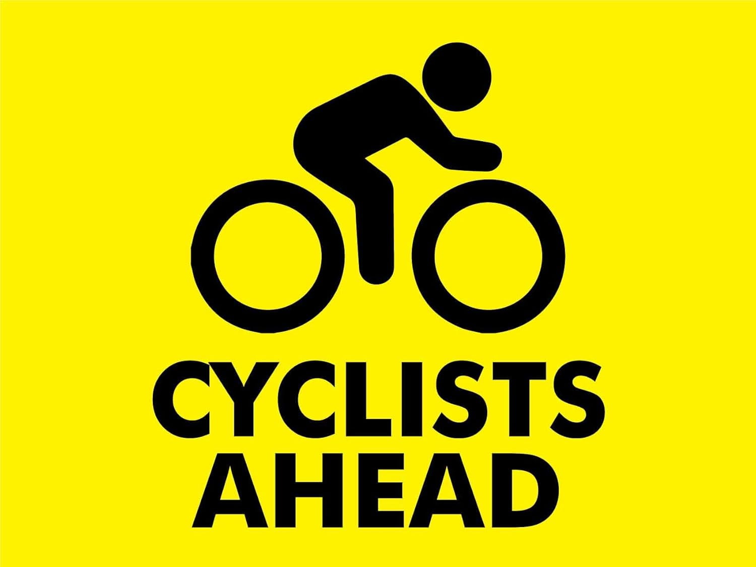 8 x 12 in Metal Tin Sign - Cyclists Ahead Yellow Bike 12 X 16 Inch ...