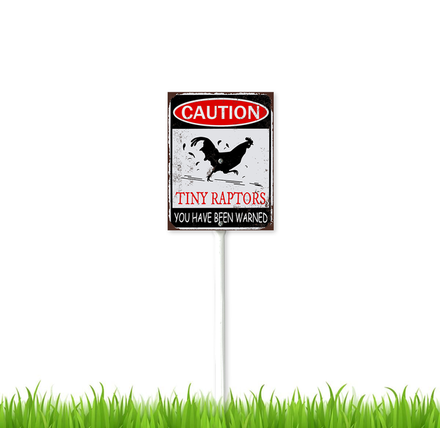 8 x 12 inch Caution Tiny Raptors Sign with Stake,Decorative Plant Stake ...