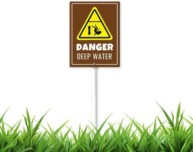 8 x 12 inch Danger Deep Water Yard Sign for Pathway, Driveway or Trail ...
