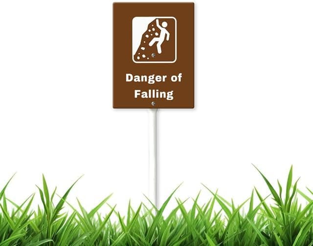 8 x 12 inch Danger Of Falling Yard Sign for Pathway, Driveway or Trail ...