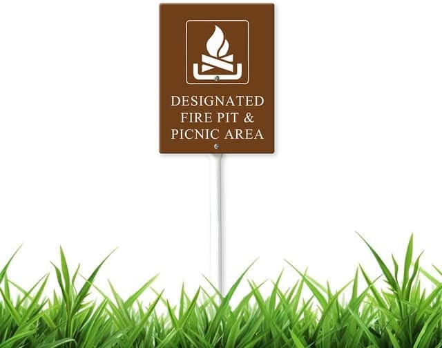 8 x 12 inch Designated Fire Pit And Picnic Area Yard Sign for Pathway ...