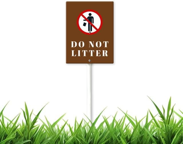8 x 12 inch Do Not Litter Yard Sign for Pathway, Driveway or Trail ...