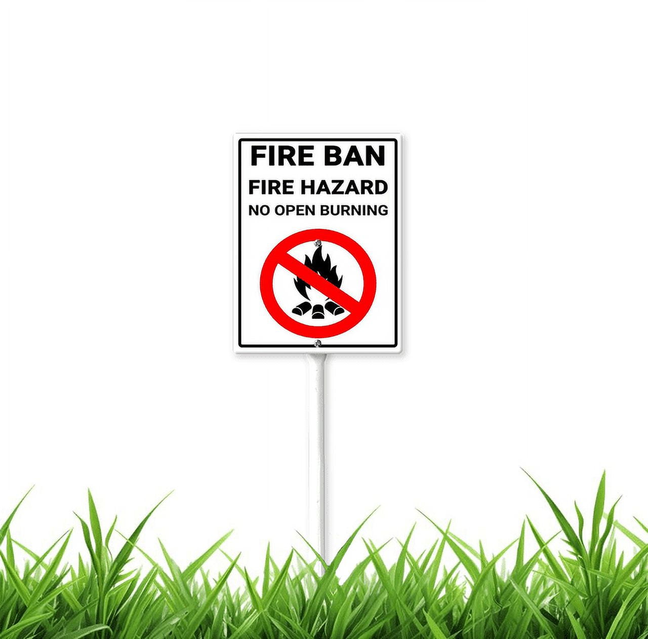 8 x 12 inch Fire Ban Fire Hazard No Open Burning Yard Sign with Stake ...