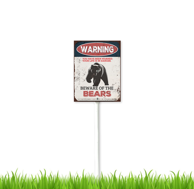 8 x 12 inch Garden Stakes Beware of Bears Yard Sign Decorative Plant ...
